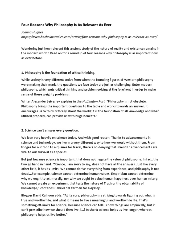 Philosophy's Enduring Relevance Today | PDF | Science | Reason
