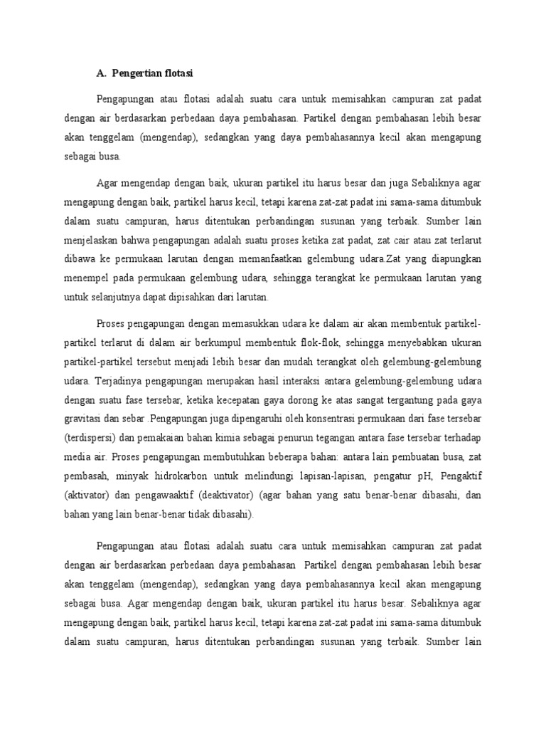 Prinsip dan Jenis Flotasi | PDF