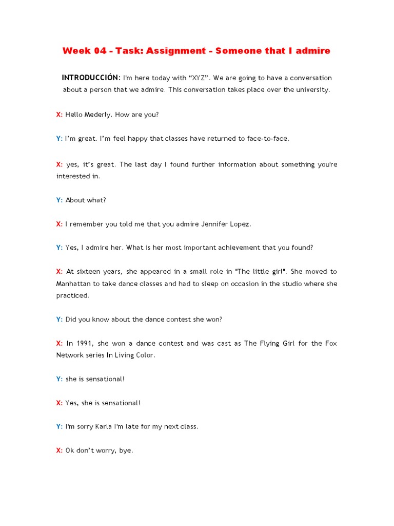 Week 04 - Task Assignment - Someone That I Admire | PDF