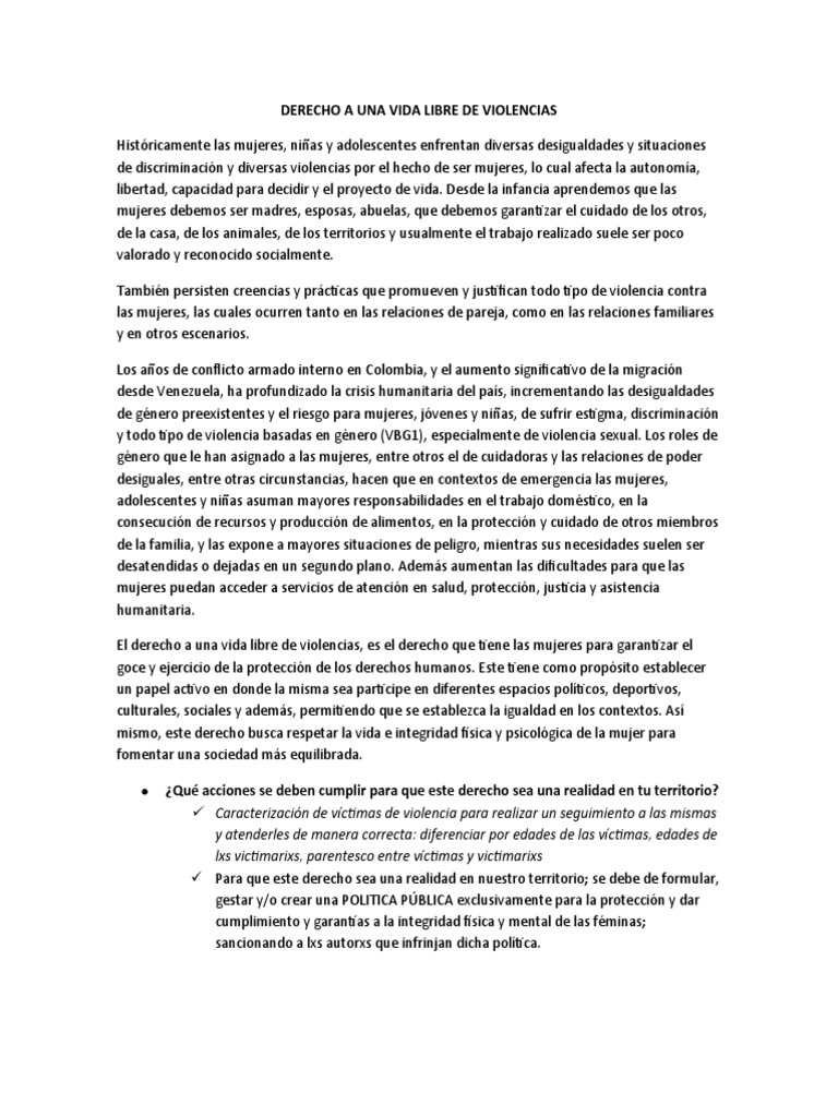Derecho A Una Vida Libre de Violencias | PDF | Violencia | Discriminación
