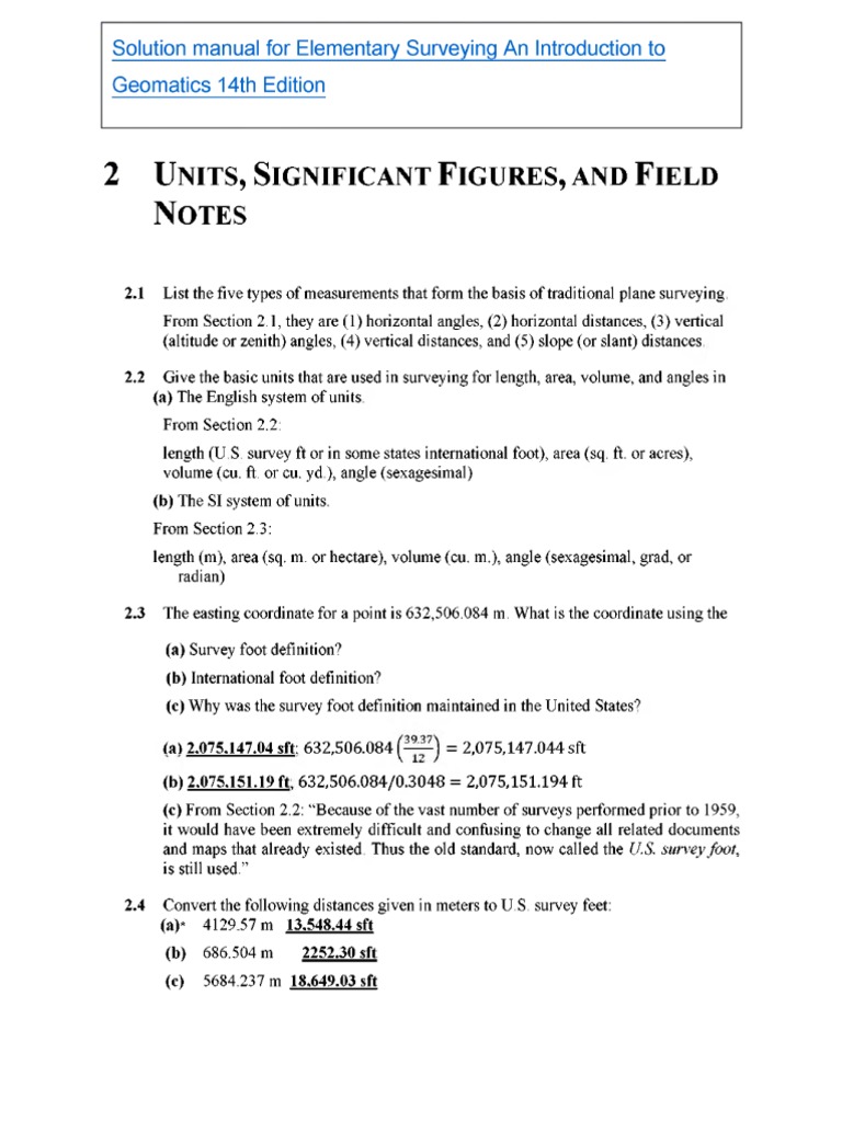 Solutions Manual Elementary Surveying An Introduction To Geomatics ...