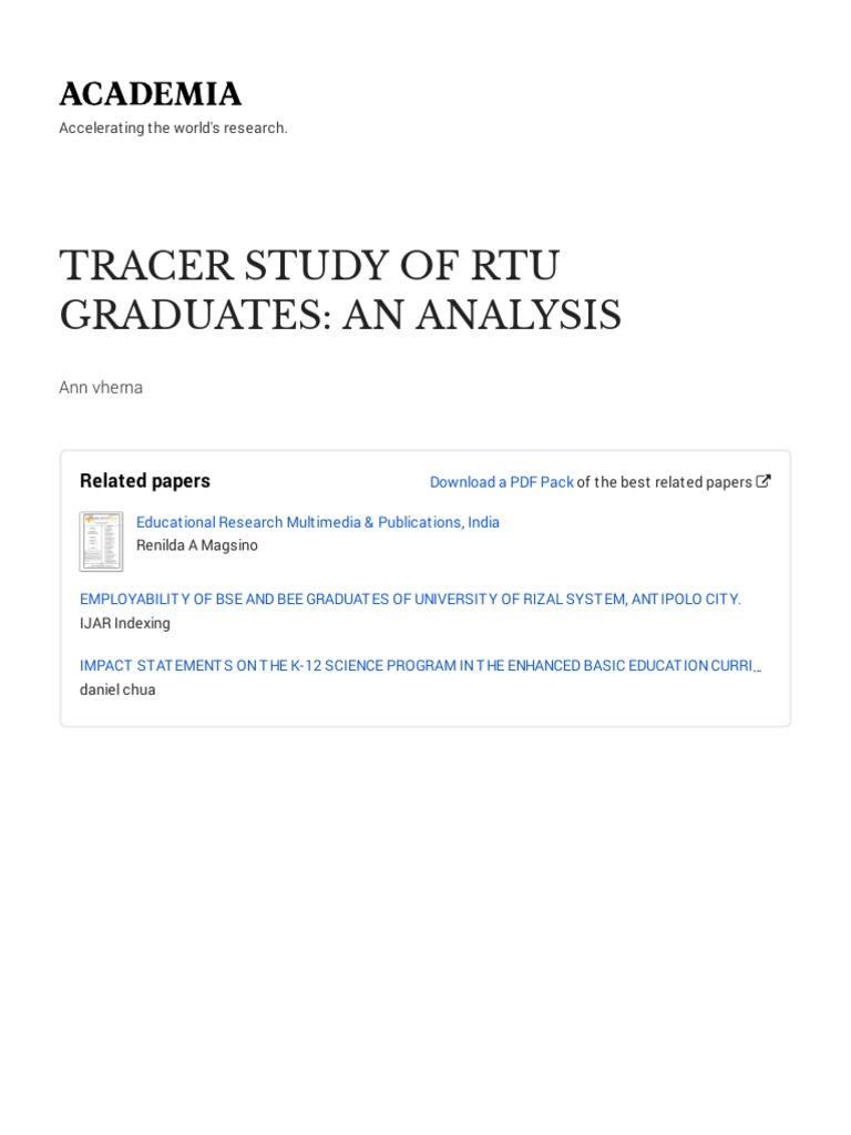TRACER STUDY OF RTU Graduates AN Analysis | PDF | International ...