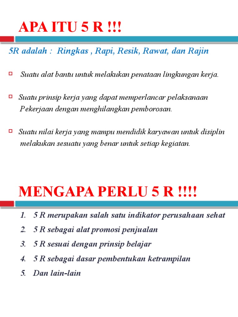 MENERAPKAN 5R DI TEMPAT KERJA | PDF