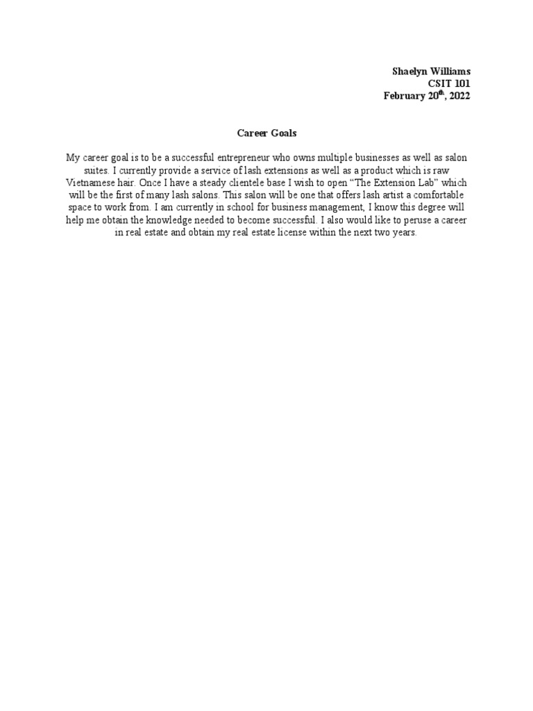 Career Goals | PDF