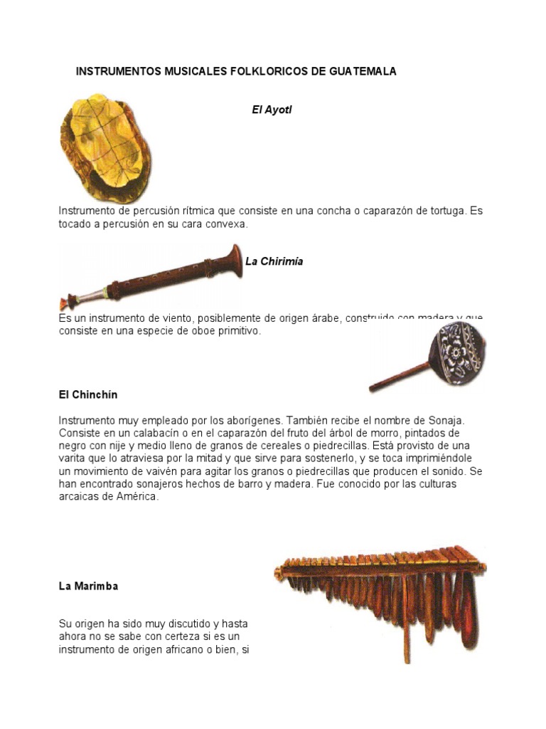 Nstrumentos Musicales Folkloricos de Guatemala | PDF | Instrumentos ...