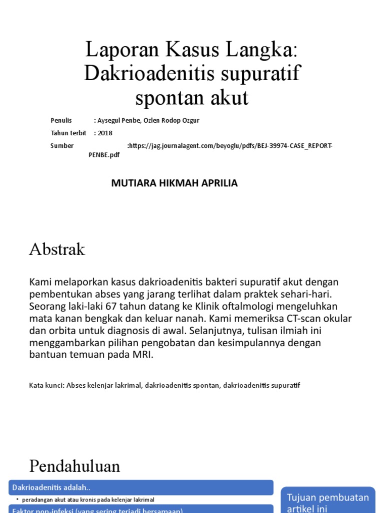 Tatalaksana Dakrioadenitis Supuratif | PDF