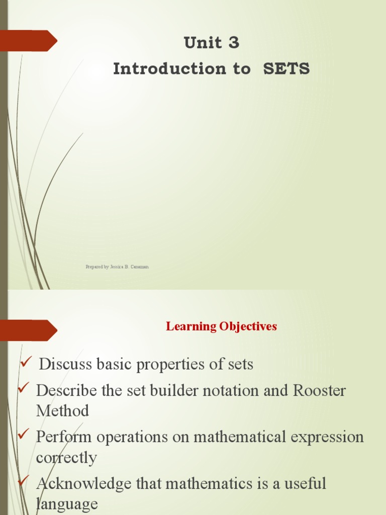 Unit 3.1 Introduction To Sets | PDF | Set (Mathematics) | Real Number