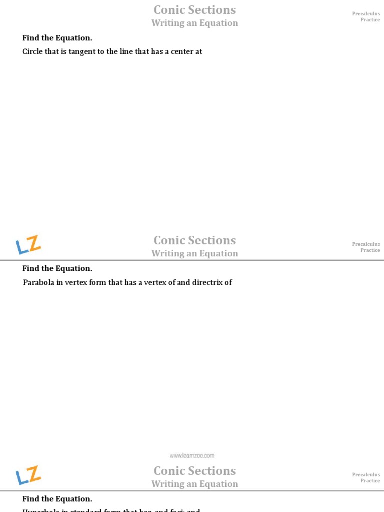 Conic Section Worksheet | PDF | Ellipse | Mathematical Objects