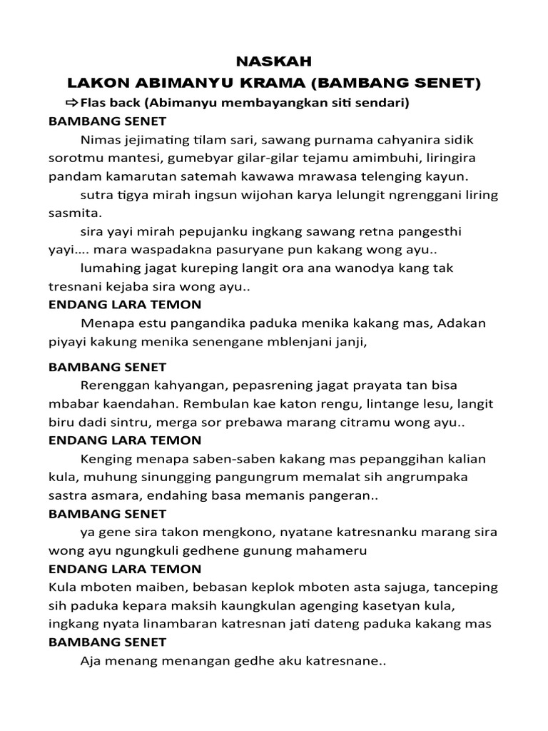 Naskah Abimanyu Krama Bambang Senet | PDF