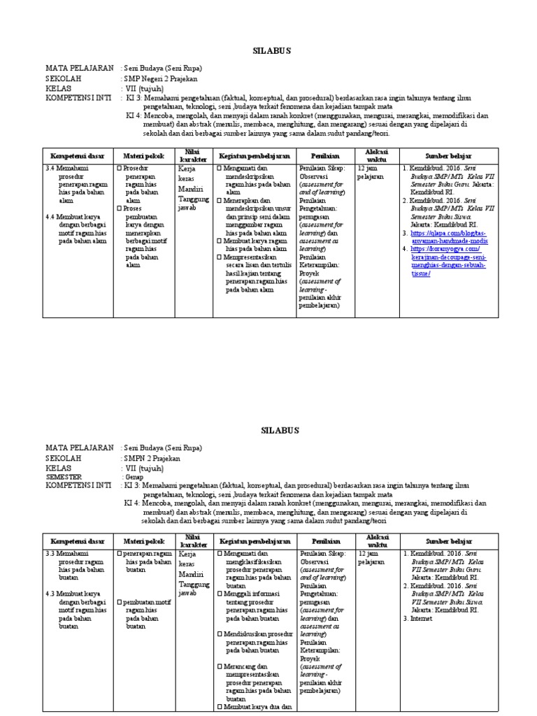 SILABUS 7,8,9 Genap 1920 | PDF