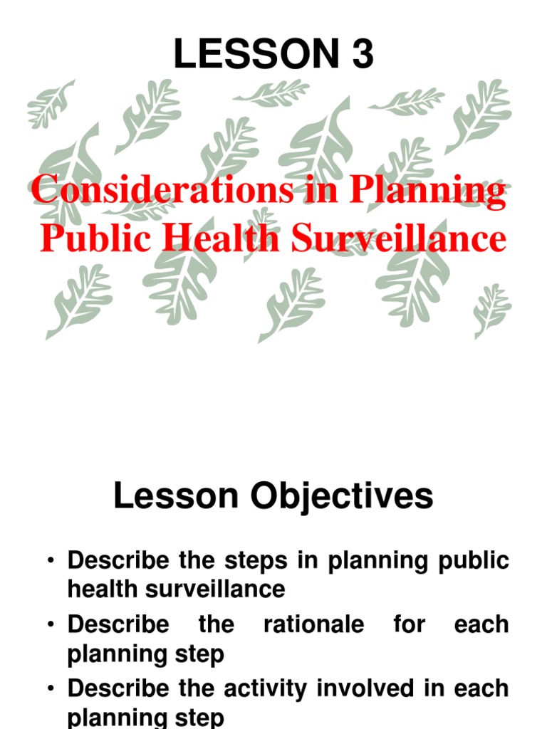 Planning Public Health Surveillance Steps | PDF | System | Epidemiology