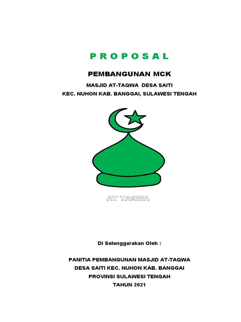 Proposal MCK Masjid-At Taqwa SAITI | PDF | Griya & Taman