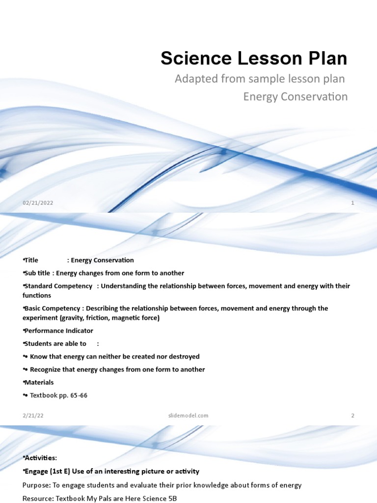 Science Lesson Plan Homework | PDF | Potential Energy | Kinetic Energy