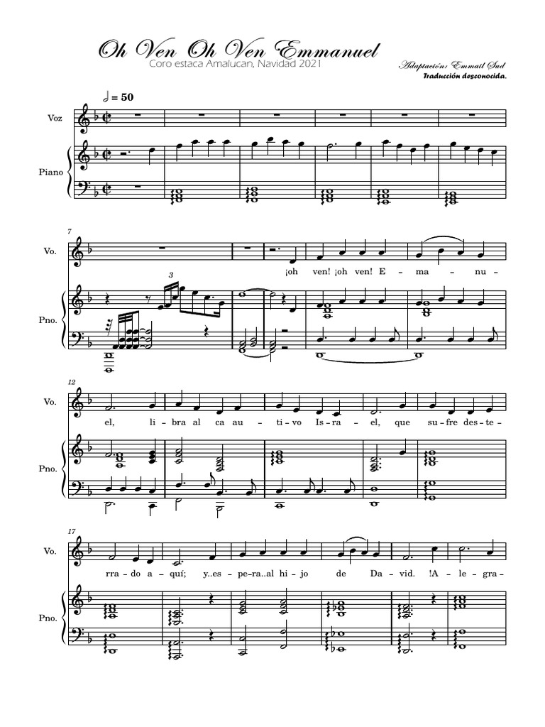 Oh Ven, Oh Ven Emmanuel | PDF