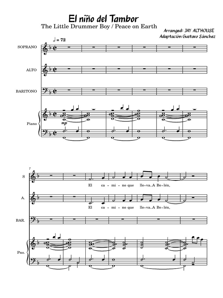 EL NIÑO DEL TAMBOR FULL SCORE Coro Virtual | PDF