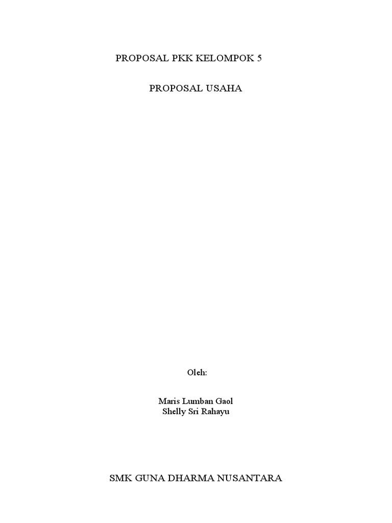 Proposal Usaha (PKK) Kel 5 Xii-C TKJ | PDF