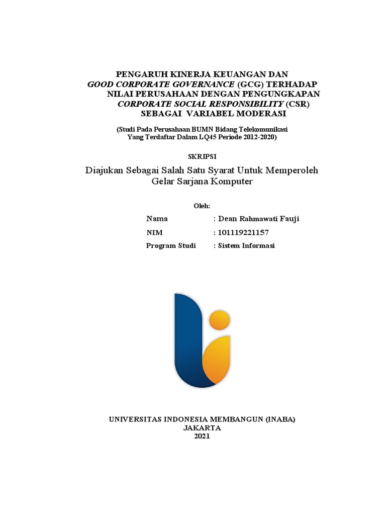 Contoh Cover Lembar Pengesahan 1 | PDF
