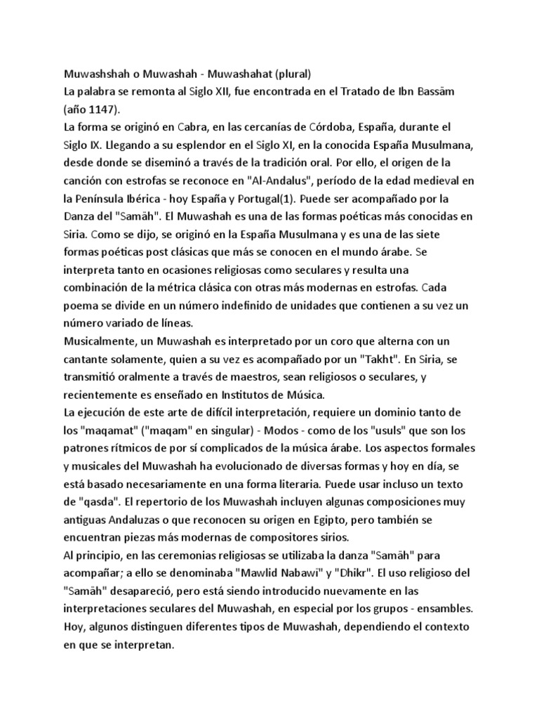Muwashah: Poesía y Danza en Al-Andalus | PDF | Al Andalus | Poesía