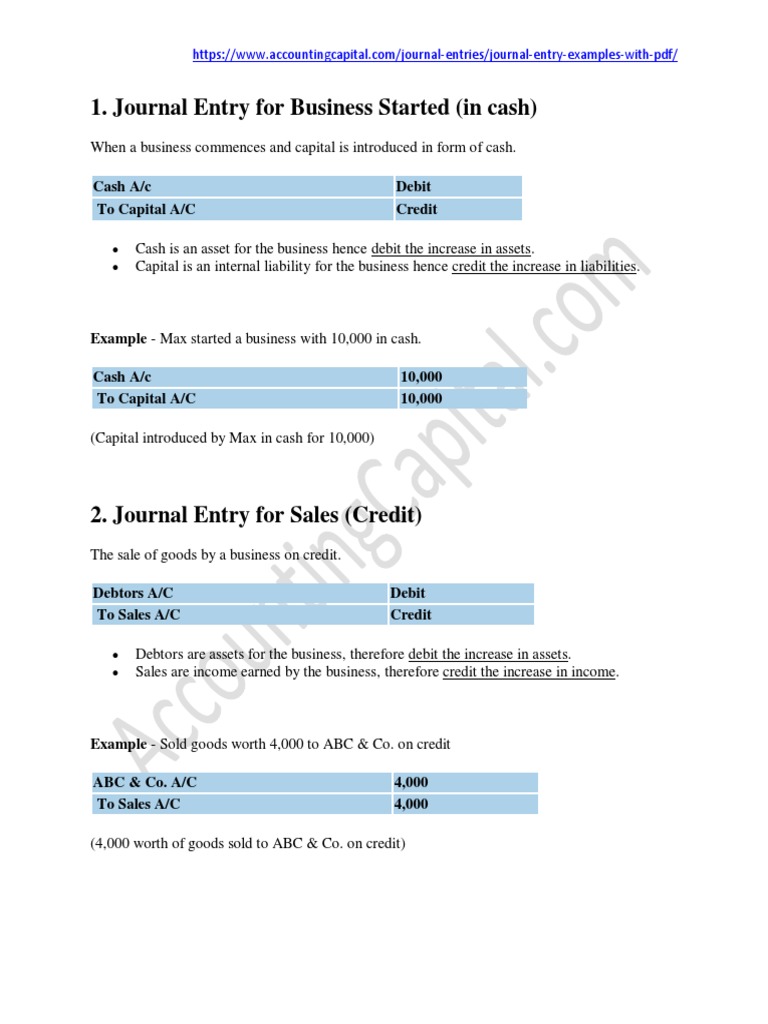 Journal Entry Examples PDF | PDF | Debits And Credits | Accrual