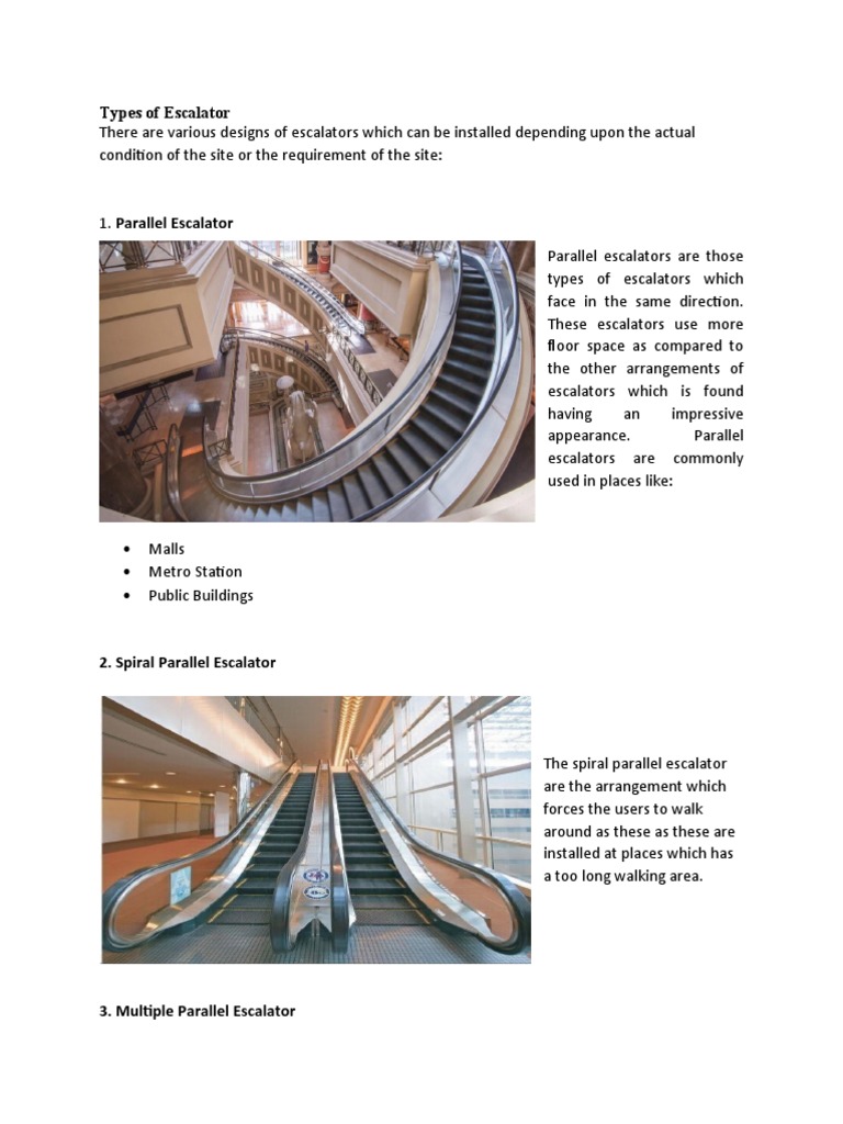 Types of Escalator | PDF | Escalator | Wheelchair