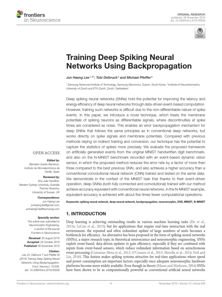 Training Deep Spiking Neural Networks Using Backpropagation: Jun Haeng ... Training Deep Spiking Neural Networks Using Backpropagation: Jun Haeng ...