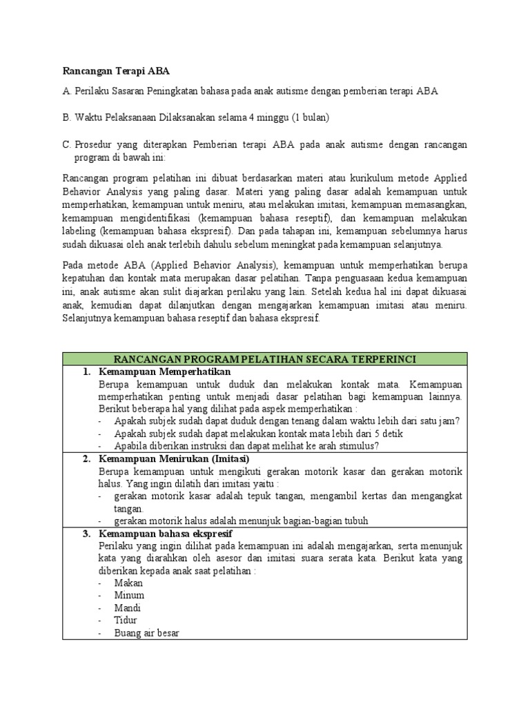 Rancangan Terapi ABA | PDF