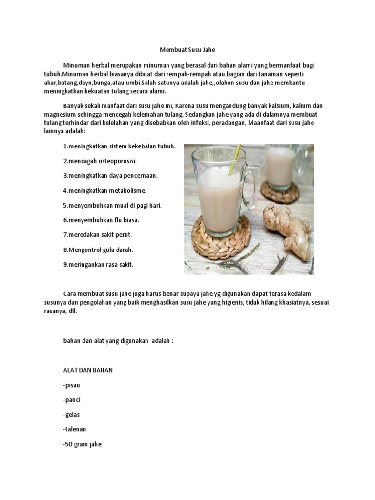 Cara Membuat Susu Jahe Sederhana | PDF | Pengembangan Diri | Kesehatan ...