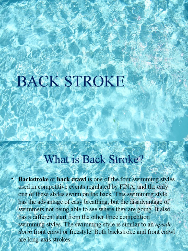 Presentation1.pptx BACK STROKE | PDF | Swimming (Sport) | Outdoor ...