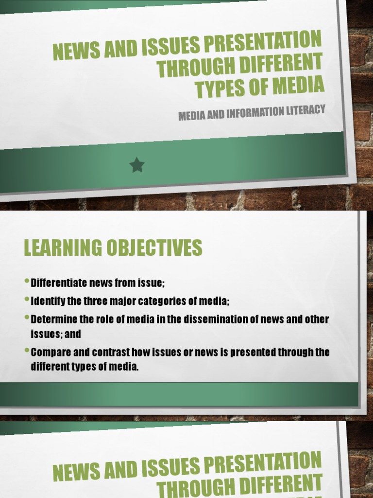 Media Presentation of News and Issues | PDF | Mass Media | News