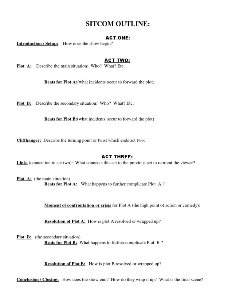 Sitcom Episode Outline Template | PDF