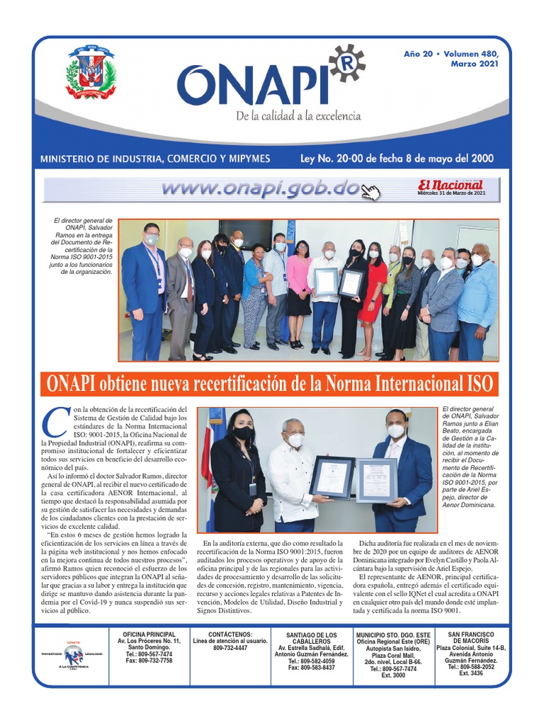 ONAPI Internet 31-3-2021 | PDF | Calidad (comercial) | Patentar