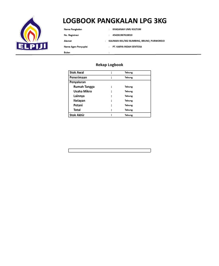 3 Cover LOGBOOK PANGKALAN LPG 3KG | PDF