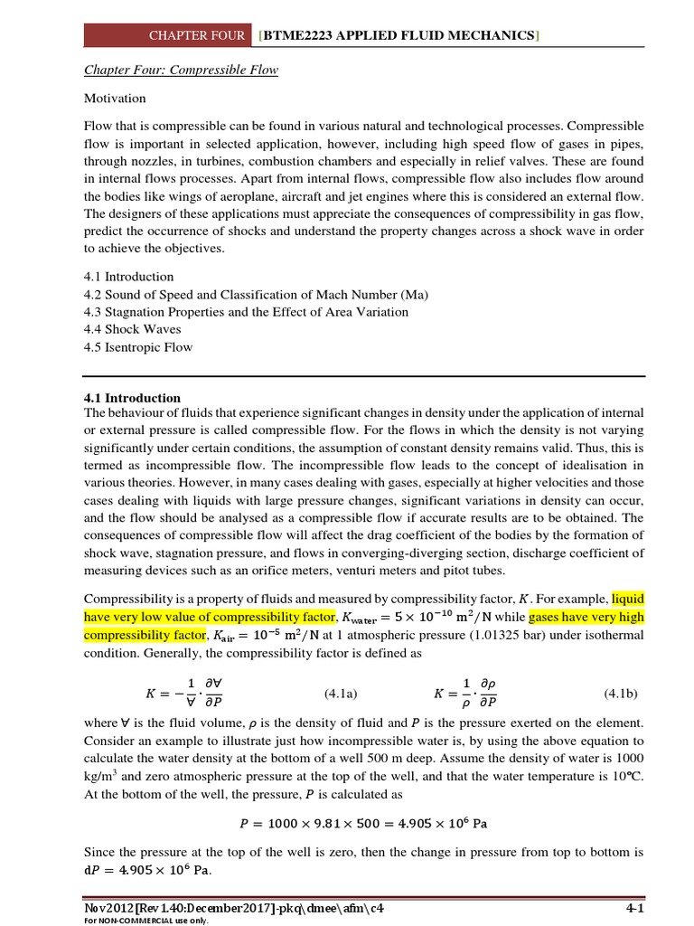 Chapter 4 - Compressible Flow | PDF | Fluid Dynamics | Compressible Flow