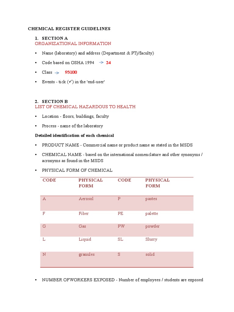 Chemical Register Guidelines Overview | PDF | Personal Protective ...