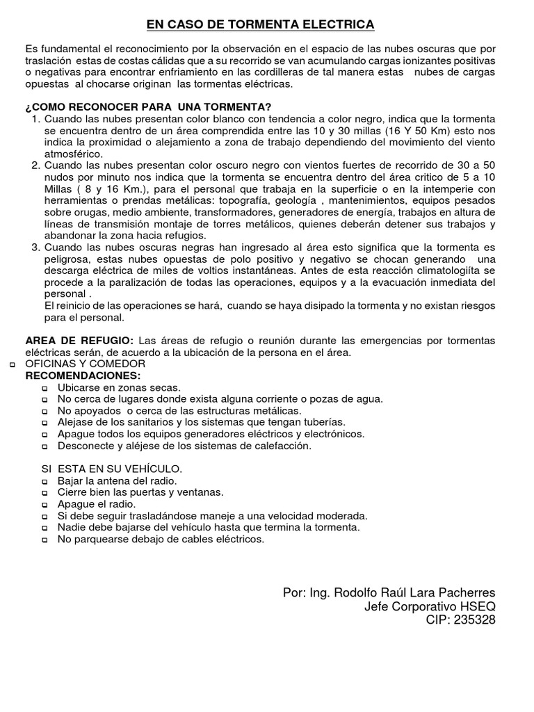 En Caso de Tormenta Electrica 24.05.21 | PDF | Nube | Tormentas