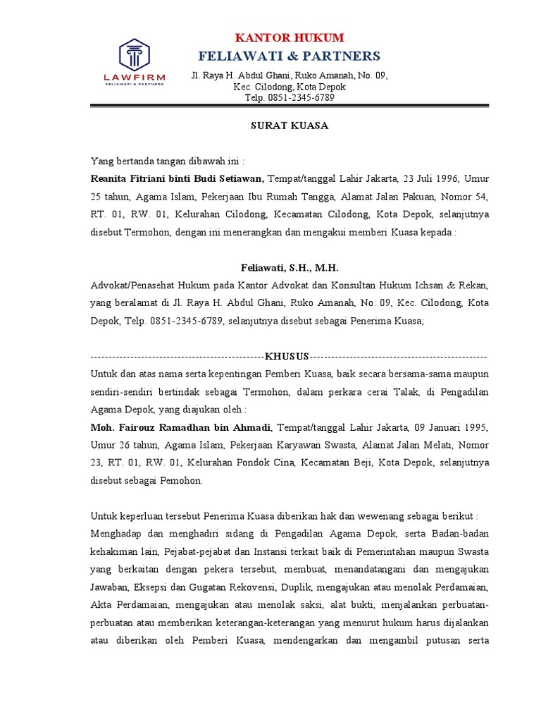 Surat Kuasa Perceraian | PDF