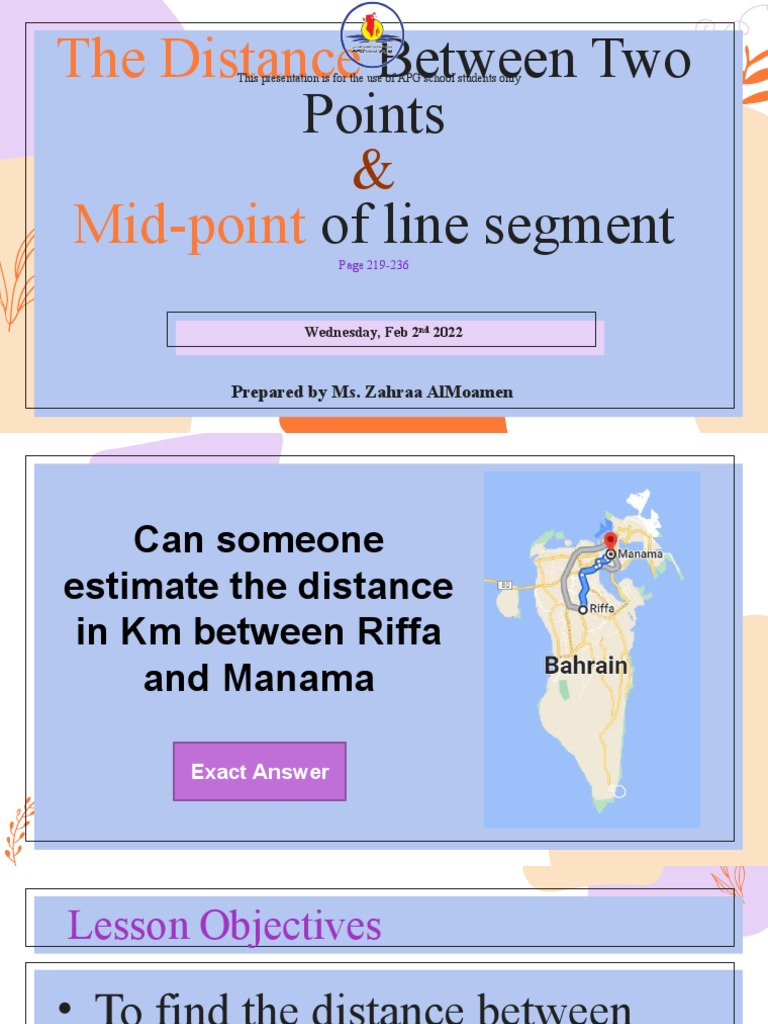 The Distance Between Two Points-Solution | PDF