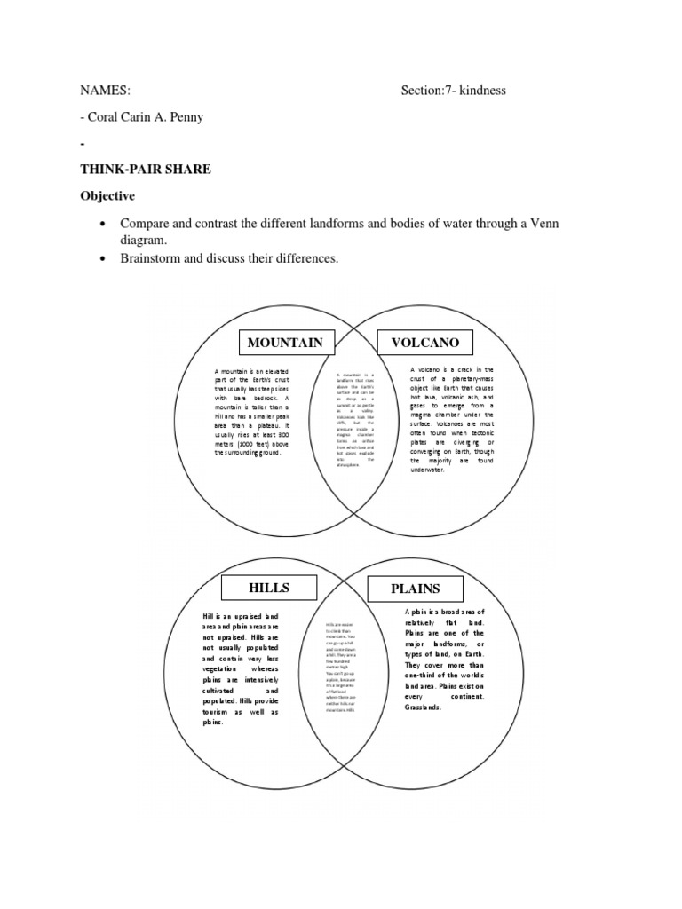 Activity 1 - Think-Pair Share | PDF | Volcano | Lake