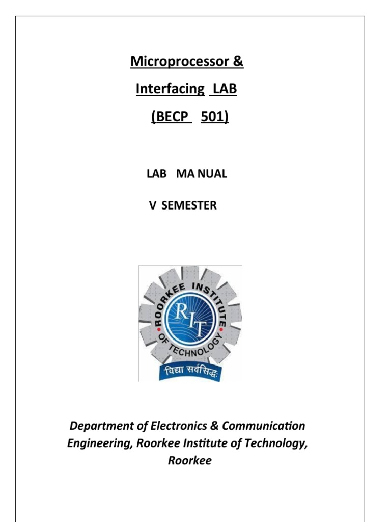 Microprocessor & Interfacing LAB 501) (Becp: Lab Ma Nual V Semester | PDF | Manufactured Goods ...