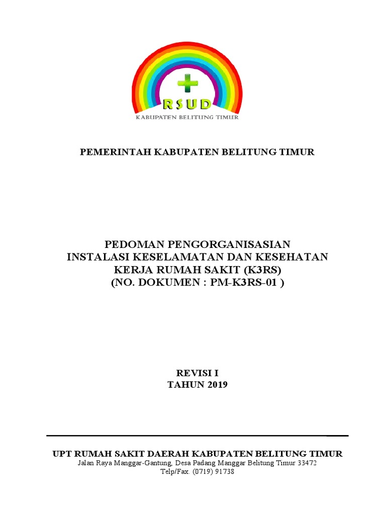 Pedoman Pengorganisasian Instalasi K3RS Revisi 2019 | PDF