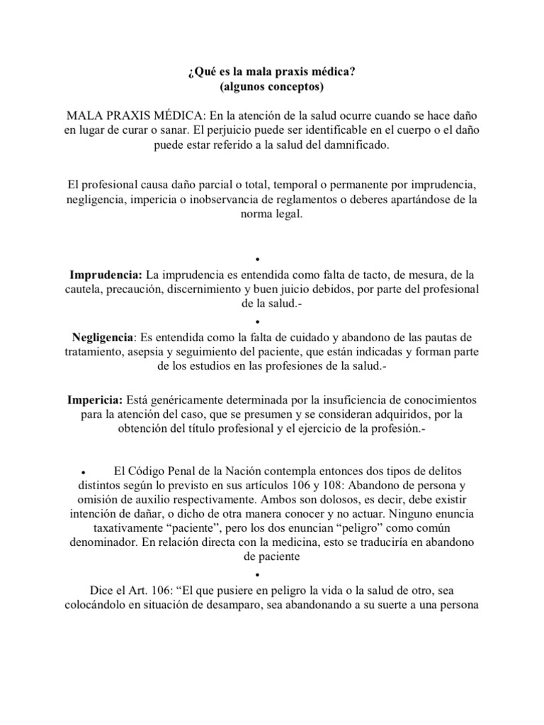 Qué Es La Mala Praxis Médica Medicine Surgery