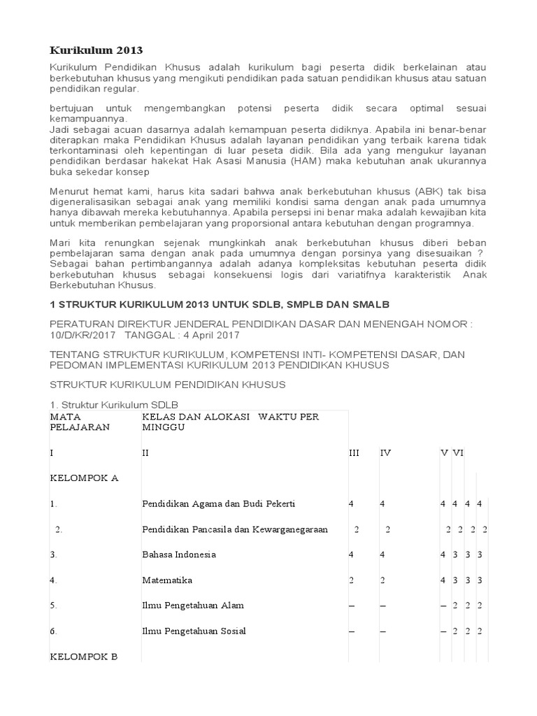 Kurikulum 2013 SLB | PDF