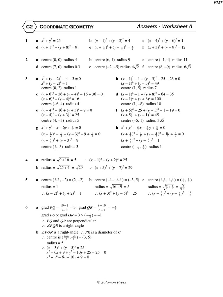 C2 Coordinate Geometry - Answers | PDF | Geometry | Euclidean Geometry