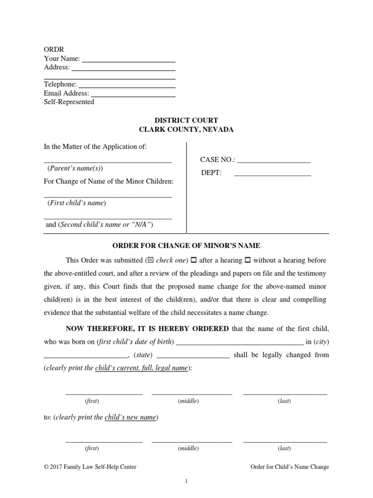 Name Child Order PDF Fillable | PDF | Judiciaries | Common Law