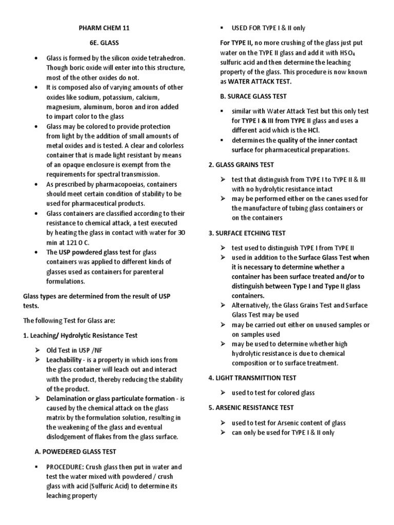 Classification and Testing of Pharmaceutical Glass Containers ...