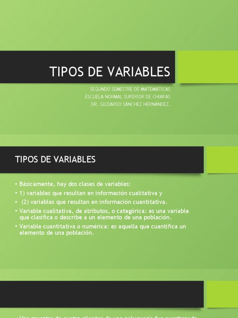 Tipos de Variables | PDF | Experimentar | Matemáticas