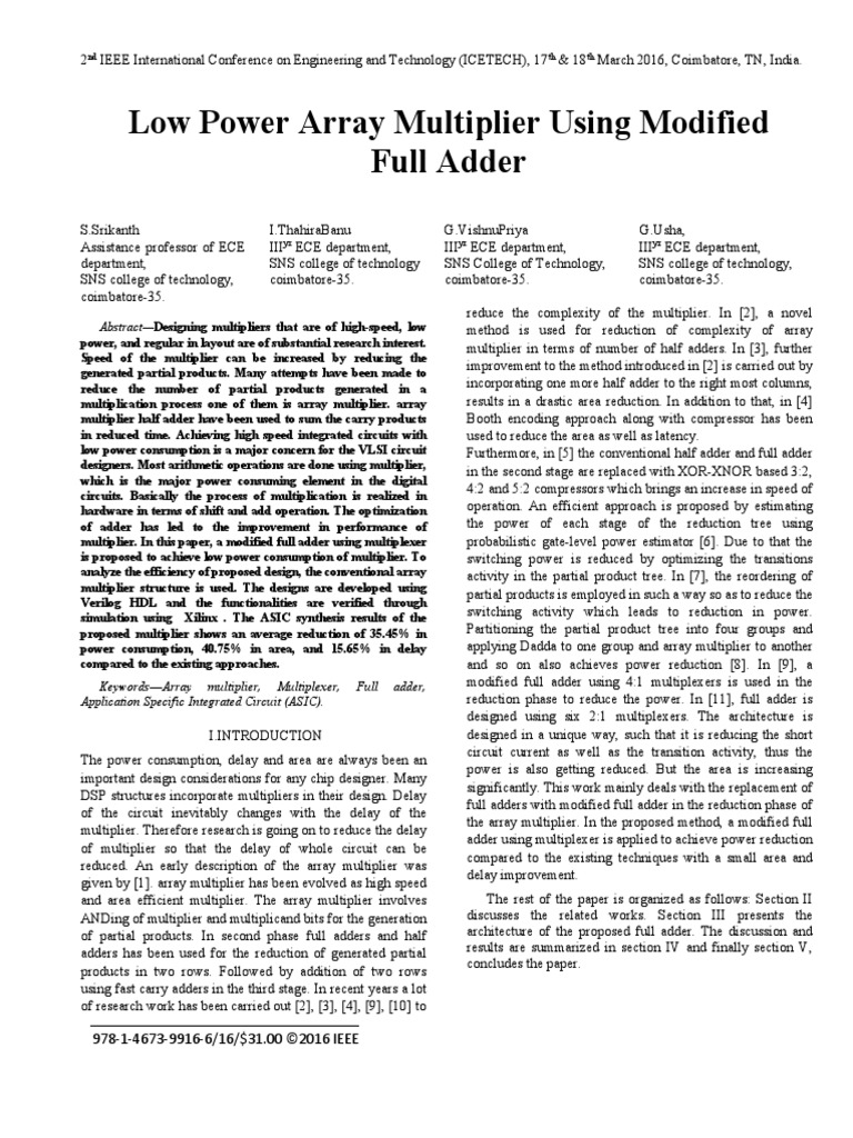 Srikant H 2016 | PDF | Arithmetic | Computer Architecture