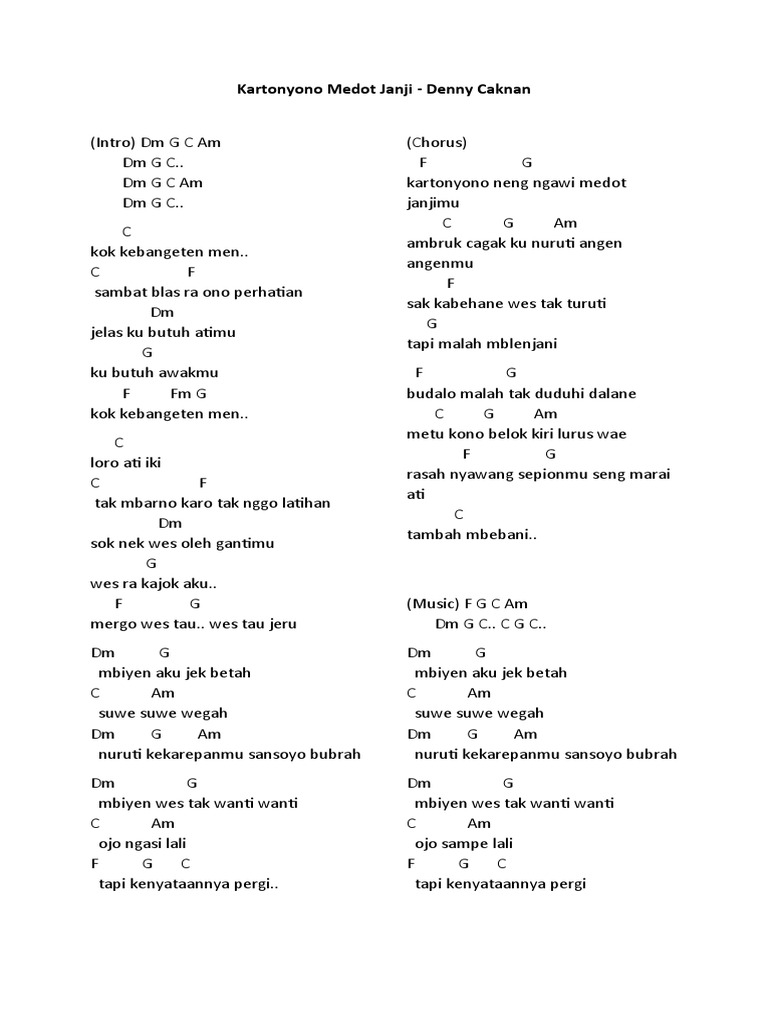 Kartonyono Medot Janji - Denny Caknan | PDF