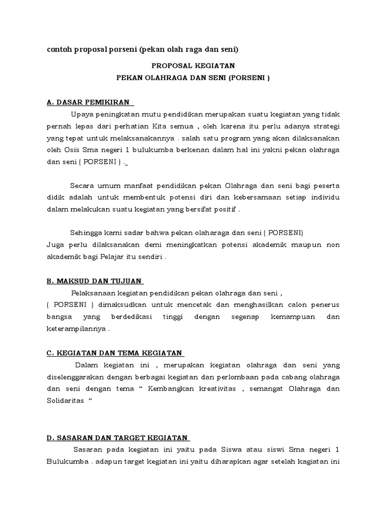 Contoh Proposal Porseni | PDF