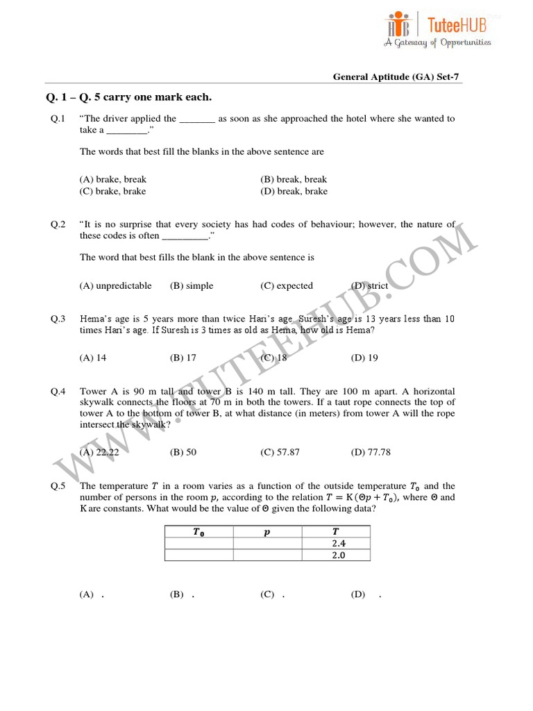 GATE 2018 Civil Engineering Questions | PDF | Beam (Structure ...